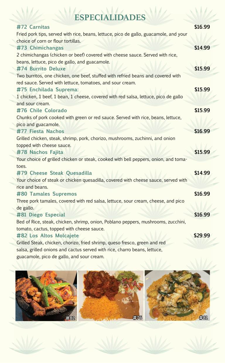 Menu – Los Altos Mexican Bar & Grill