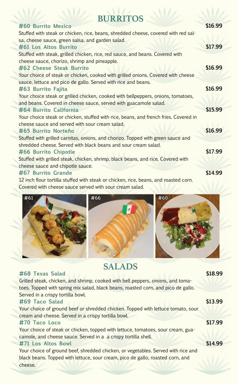 Menu – Los Altos Mexican Bar & Grill